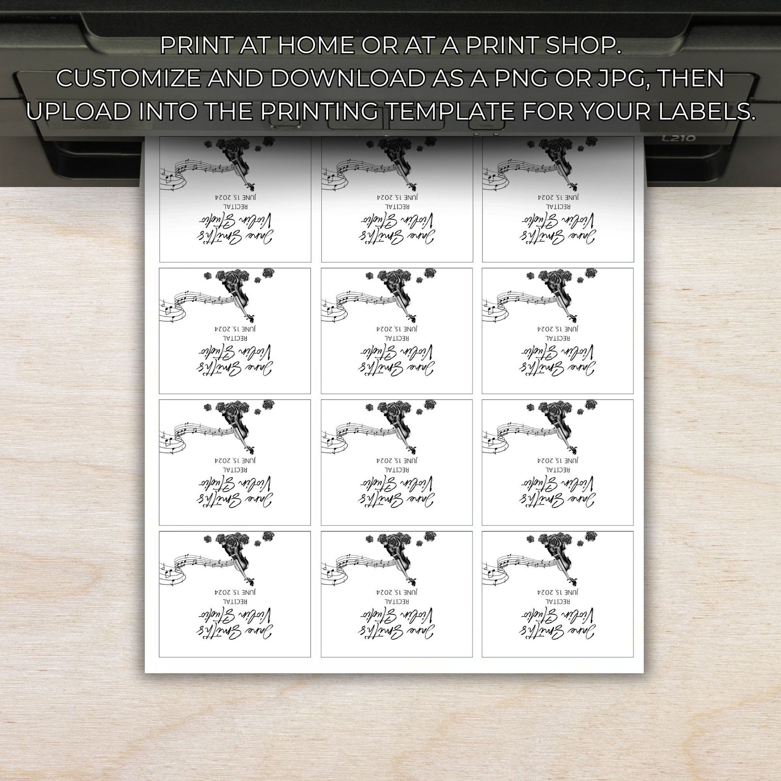 Violin Recital Sticker Template, Minimalist Achievement Reward for ...