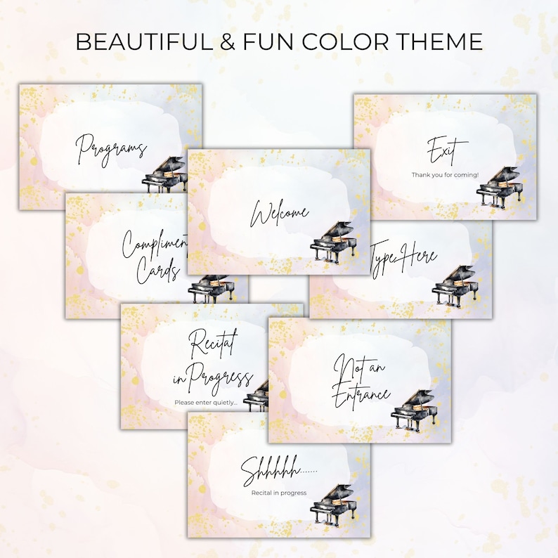 Piano Recital Signs, Door or Table Signage to Guide Audience, Welcome ...