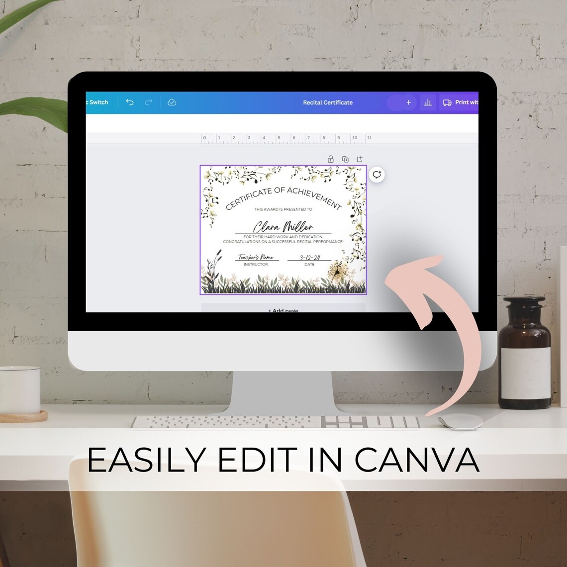 Music Recital Certificate, Achievement Award for Piano Students ...