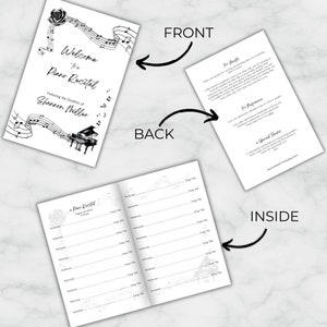 Piano Recital Program Template, Simple Modern Black & White for ...