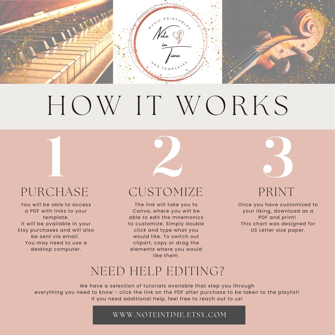 Sheet Music Notes Chart, Piano Teacher Resource, Music Theory Education ...