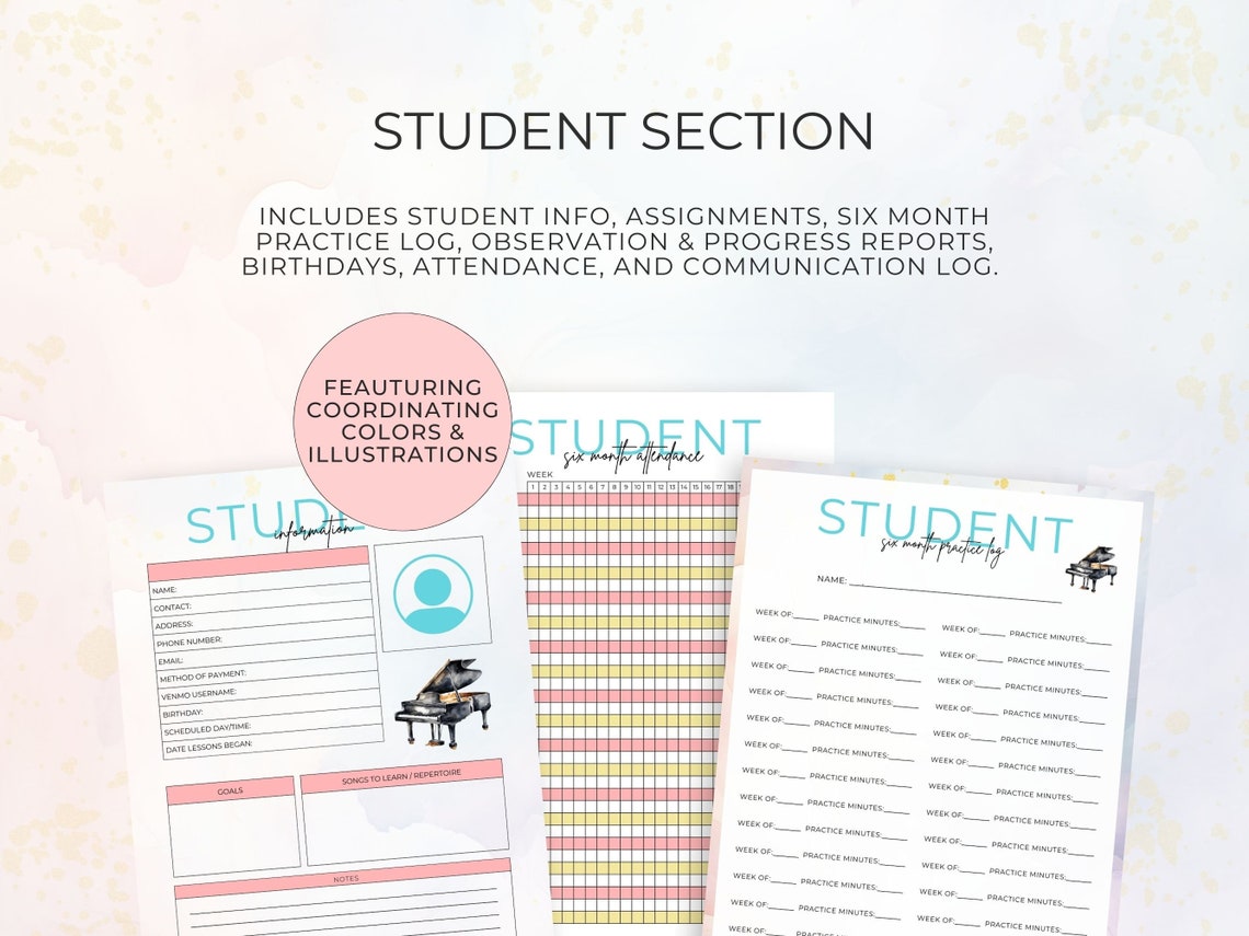 Piano Teacher Planner, Printable Resource for Music Lesson Organization ...