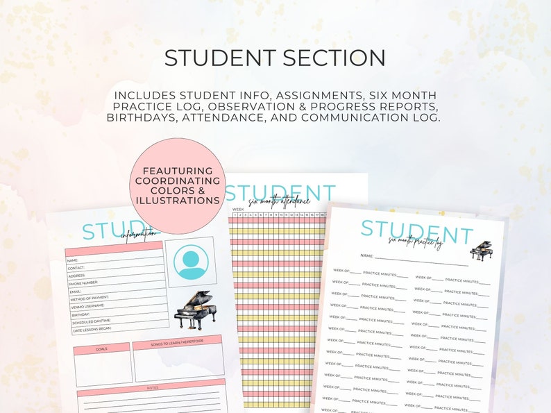 Piano Teacher Planner, Printable Resource for Music Lesson Organization ...