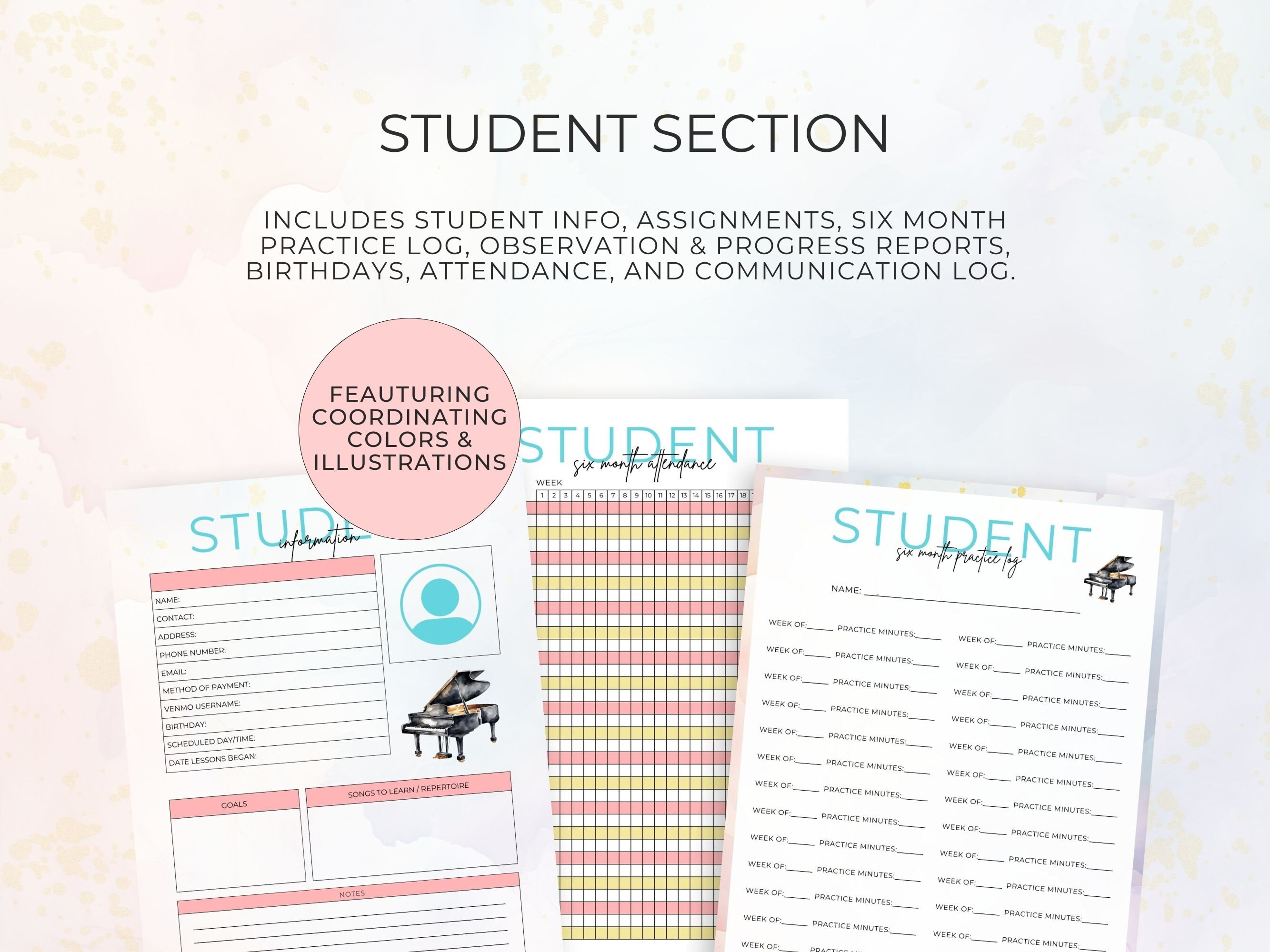 Piano Teacher Planner, Printable Resource for Music Lesson Organization ...