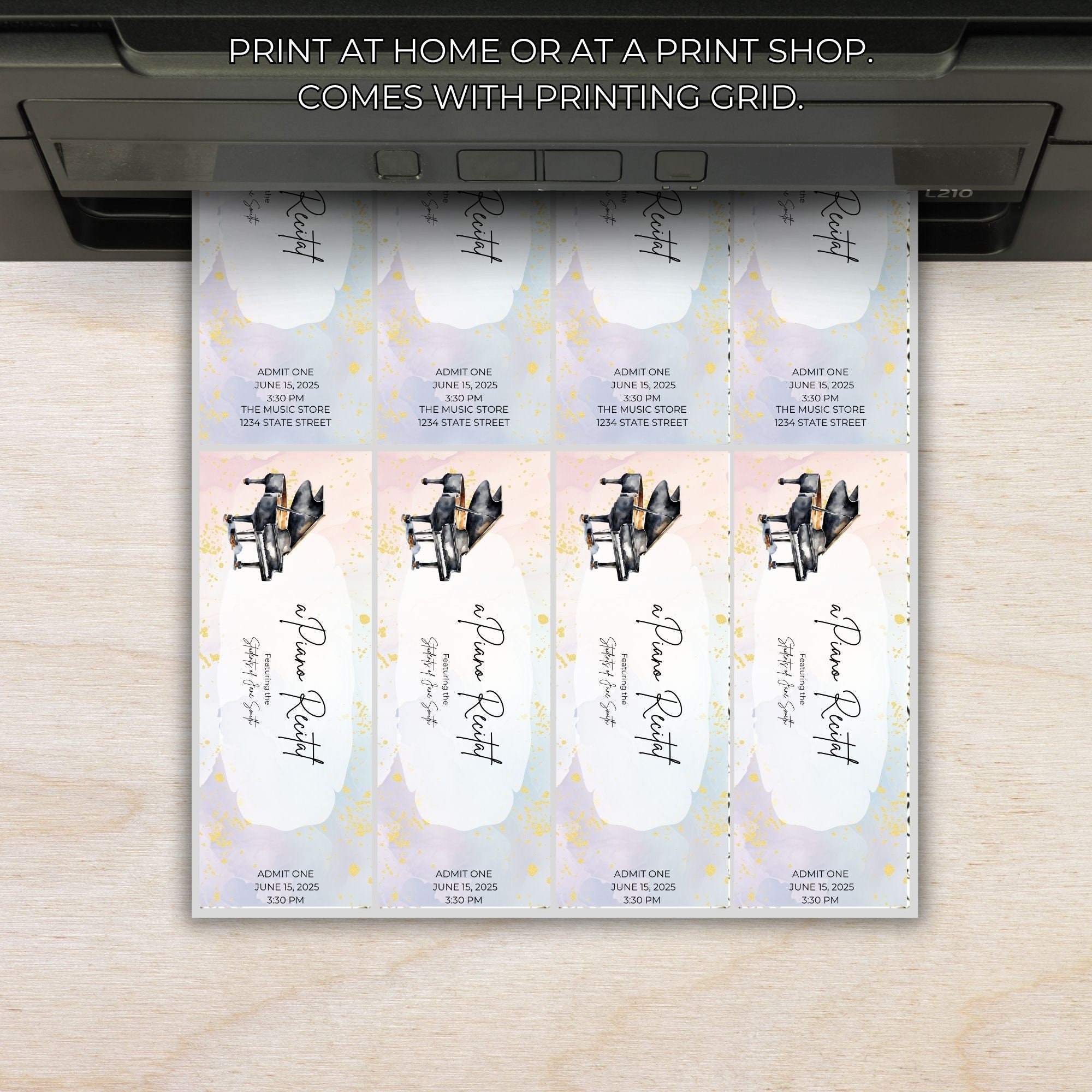 Recital Ticket Template for Piano & Music Performance, Special Event ...
