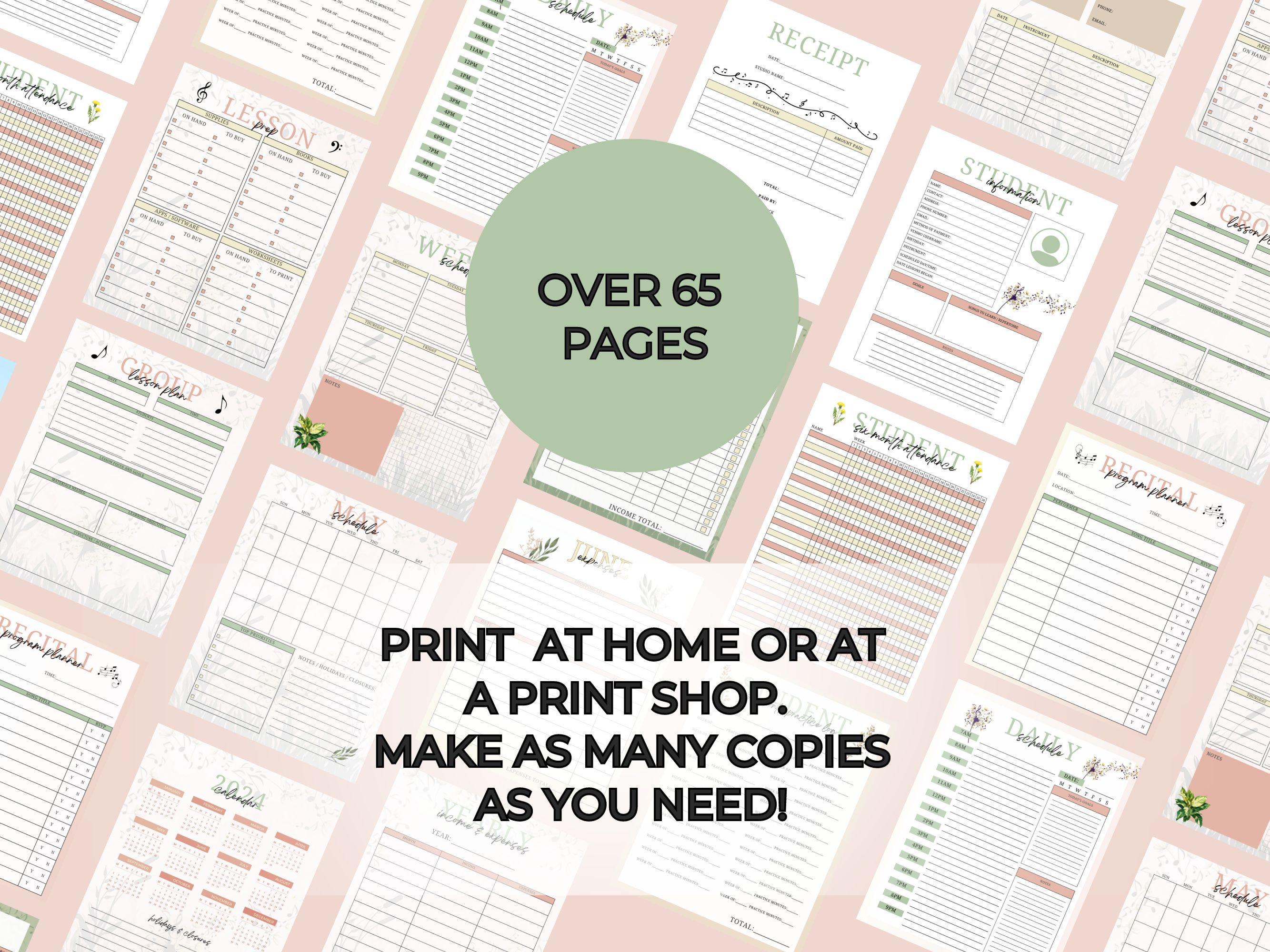 Piano Teacher Planner, Printable Resource for Music Lesson Organization ...