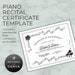 Piano Recital Certificate, Music Student Achievement Award, Editable ...