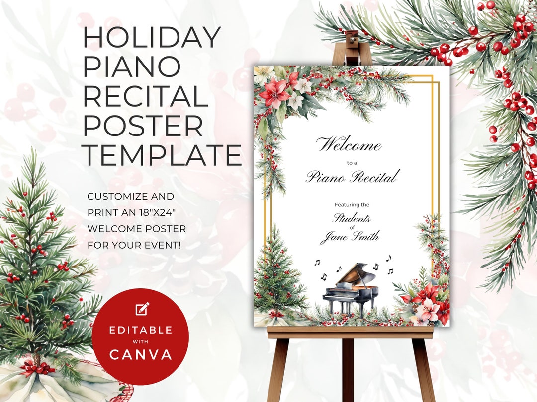 Holiday Piano Recital Poster, Door or Easel Signage to Guide Audience ...