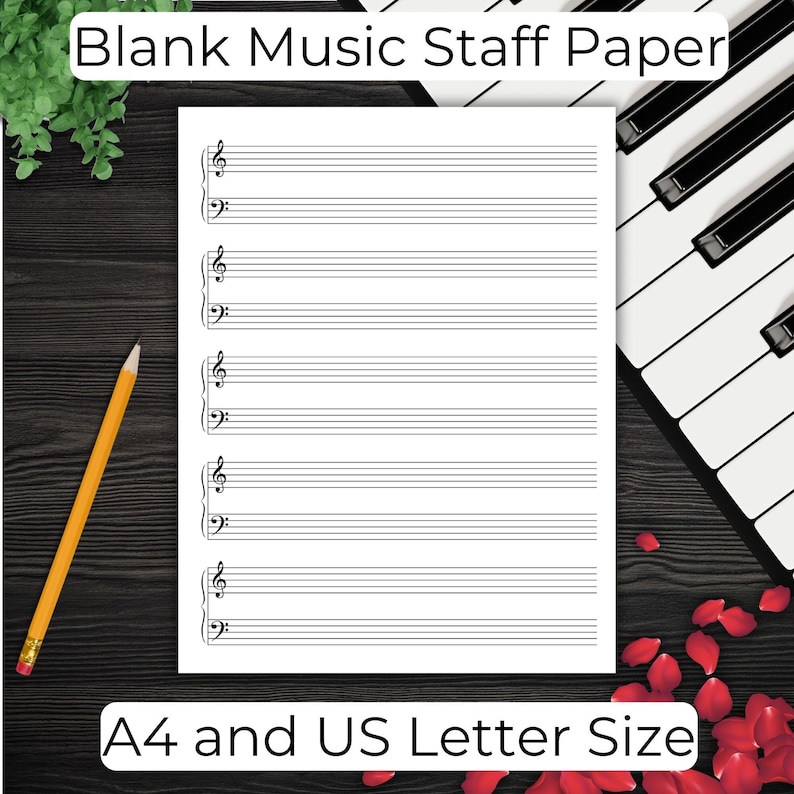 Music Manuscript Paper, Printable Blank Sheets, Piano Grand Staff ...