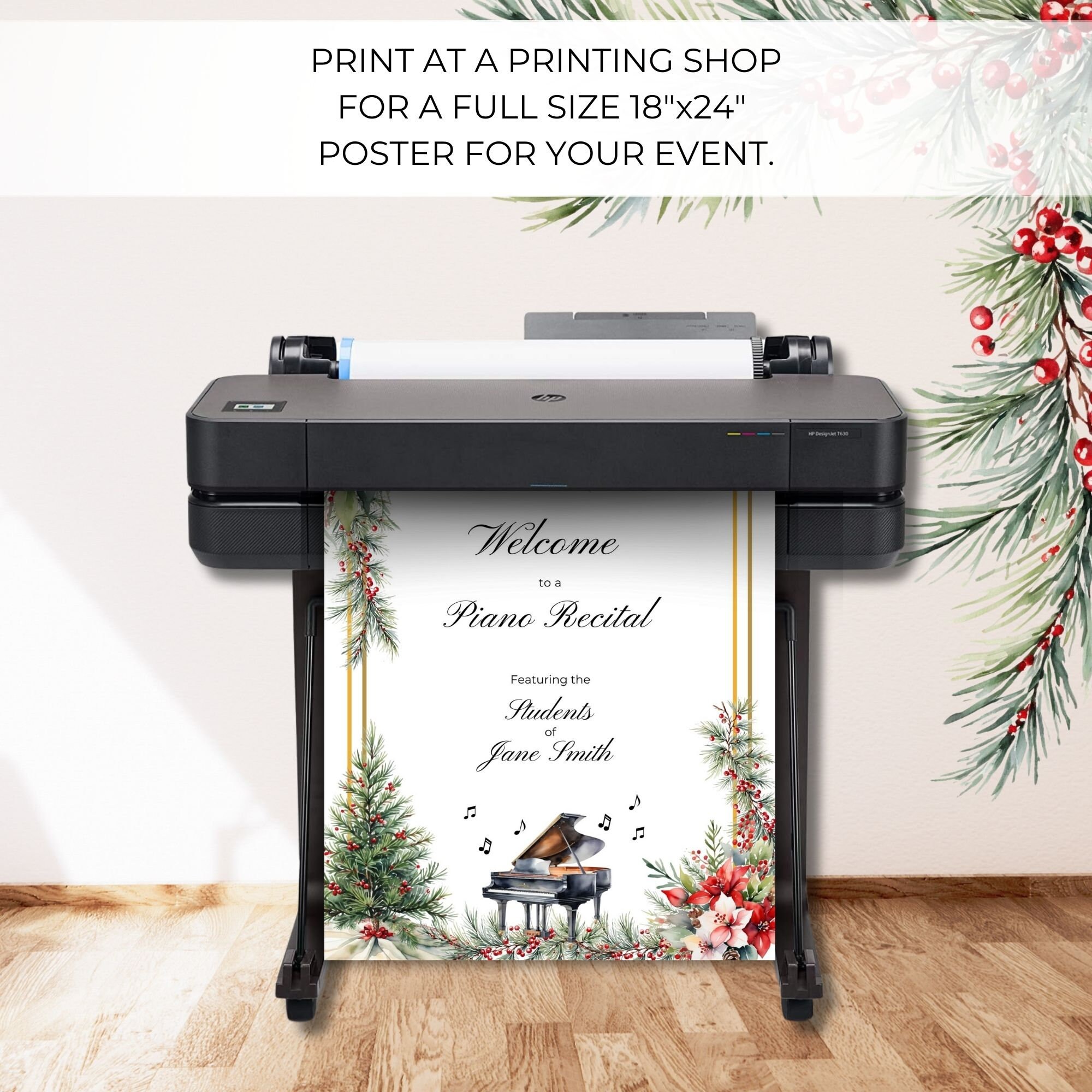 Holiday Piano Recital Poster, Door or Easel Signage to Guide Audience ...