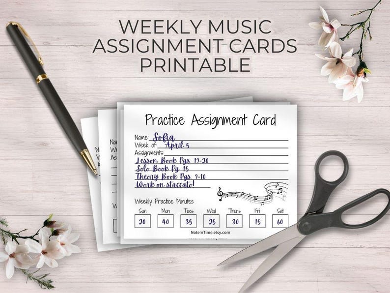 Musician Practice Log, Weekly Music Assignment Sheet, Piano Student ...