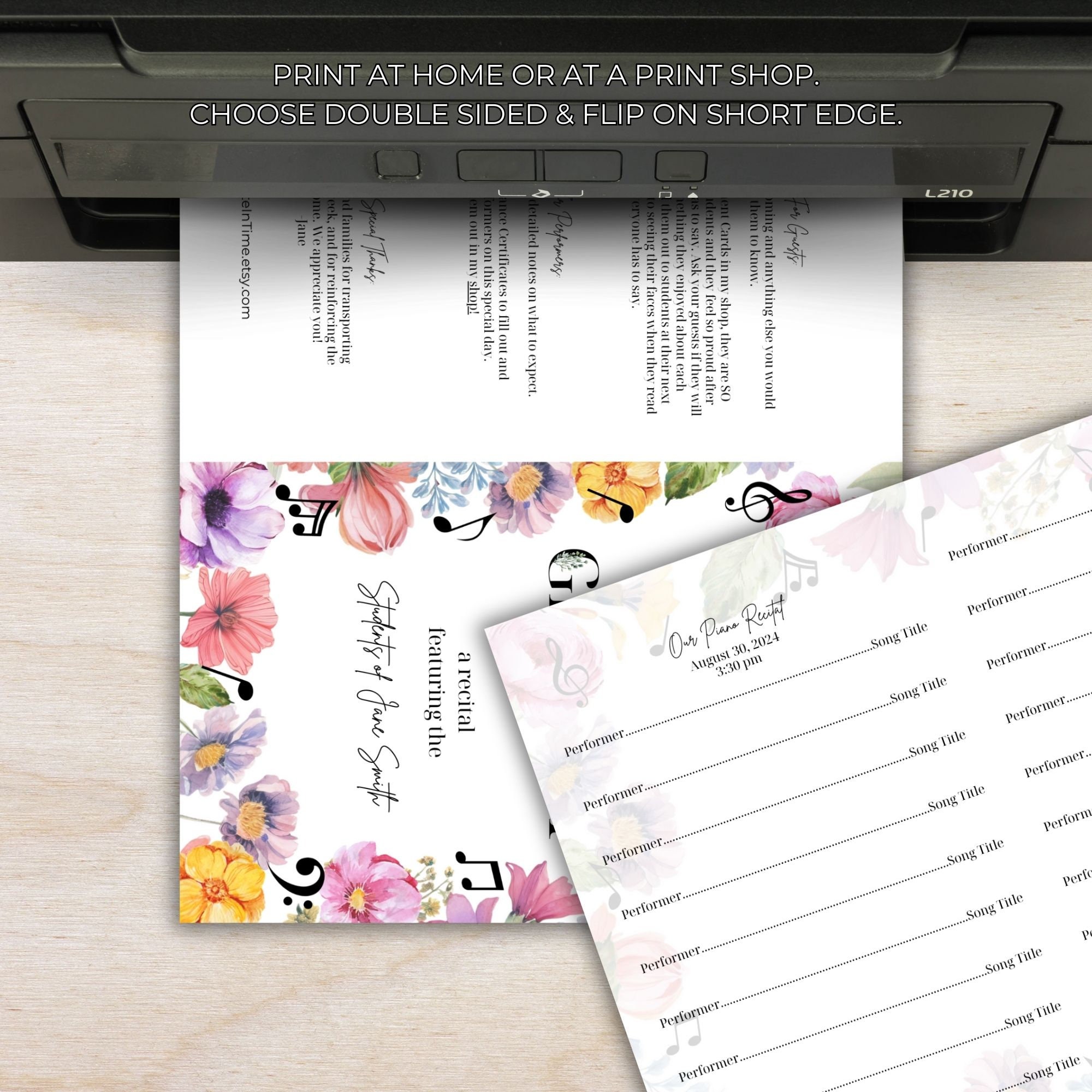 Music Recital Program Template, Celebrate Growth, Wildflower Theme ...