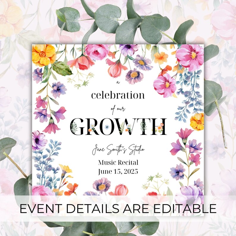 Music Recital Sticker Template, Wildflower Floral, Achievement Reward ...