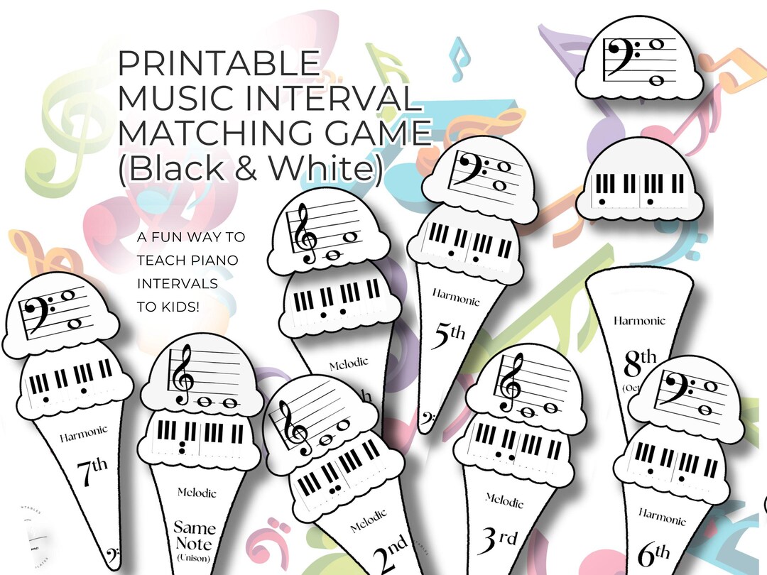 Piano Interval Matching Game, Stackable Ice Cream Cones, Printable PDF ...