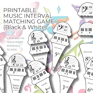 Piano Interval Matching Game, Stackable Ice Cream Cones, Printable PDF ...