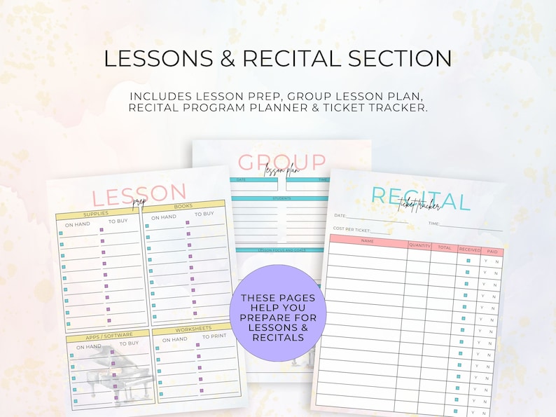 Piano Teacher Planner, Printable Resource for Music Lesson Organization ...