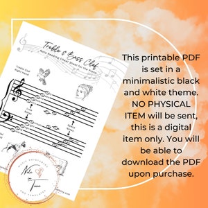 Piano Note Reading Chart, Grand Staff, Mnemonics for Treble and Bass ...