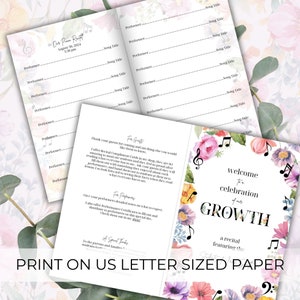 Music Recital Program Template, Celebrate Growth, Wildflower Theme ...