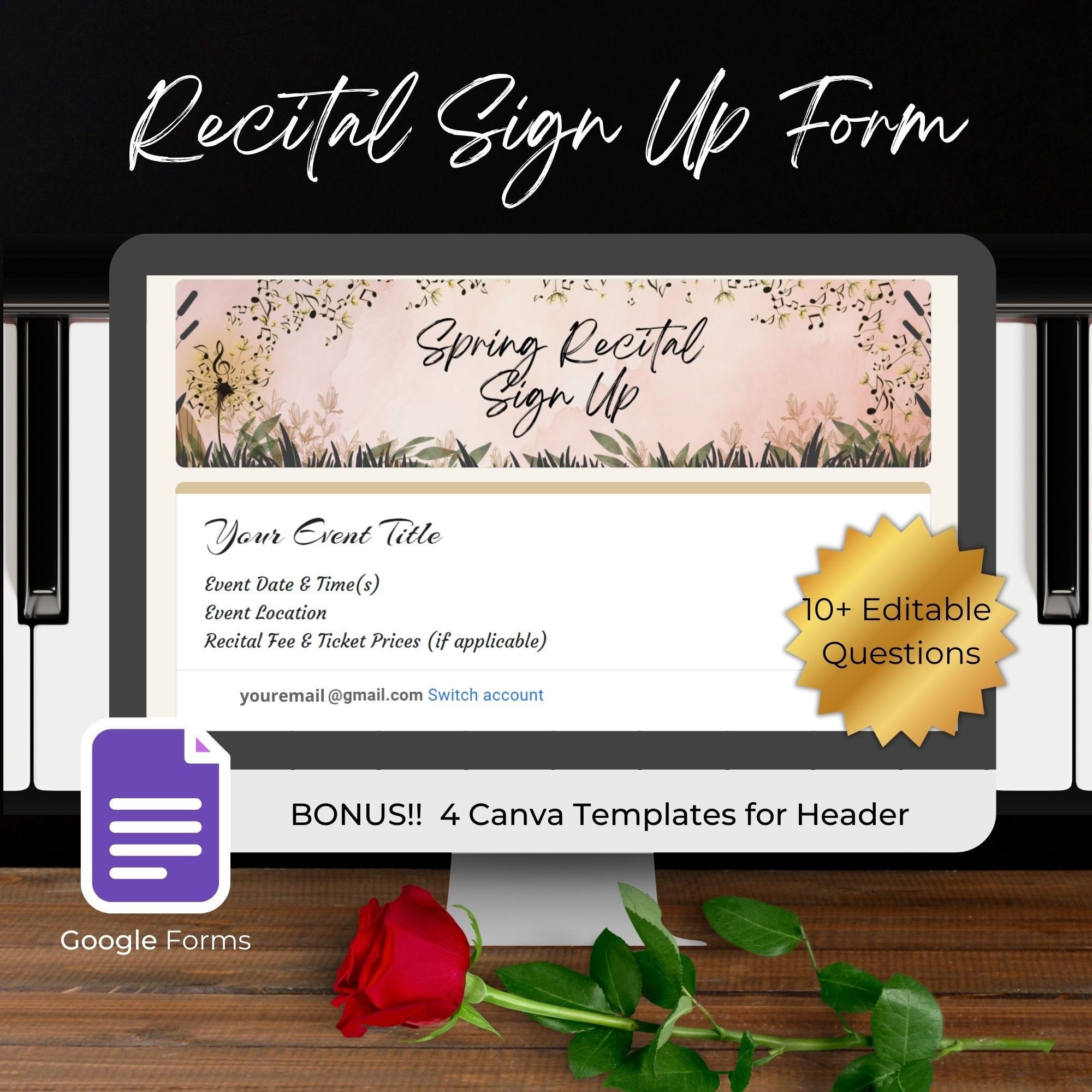 Music Recital Google Form Template, Performance Sign Up, RSVP Survey ...