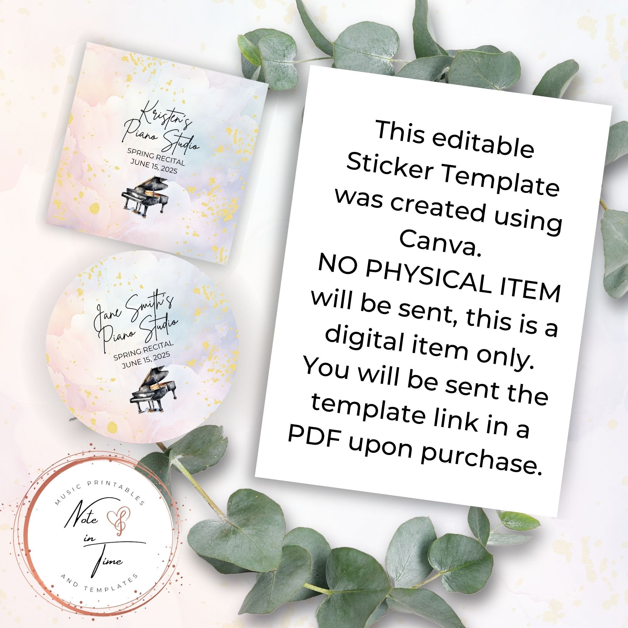 Piano Recital Sticker Template, Achievement Reward for Music Students ...