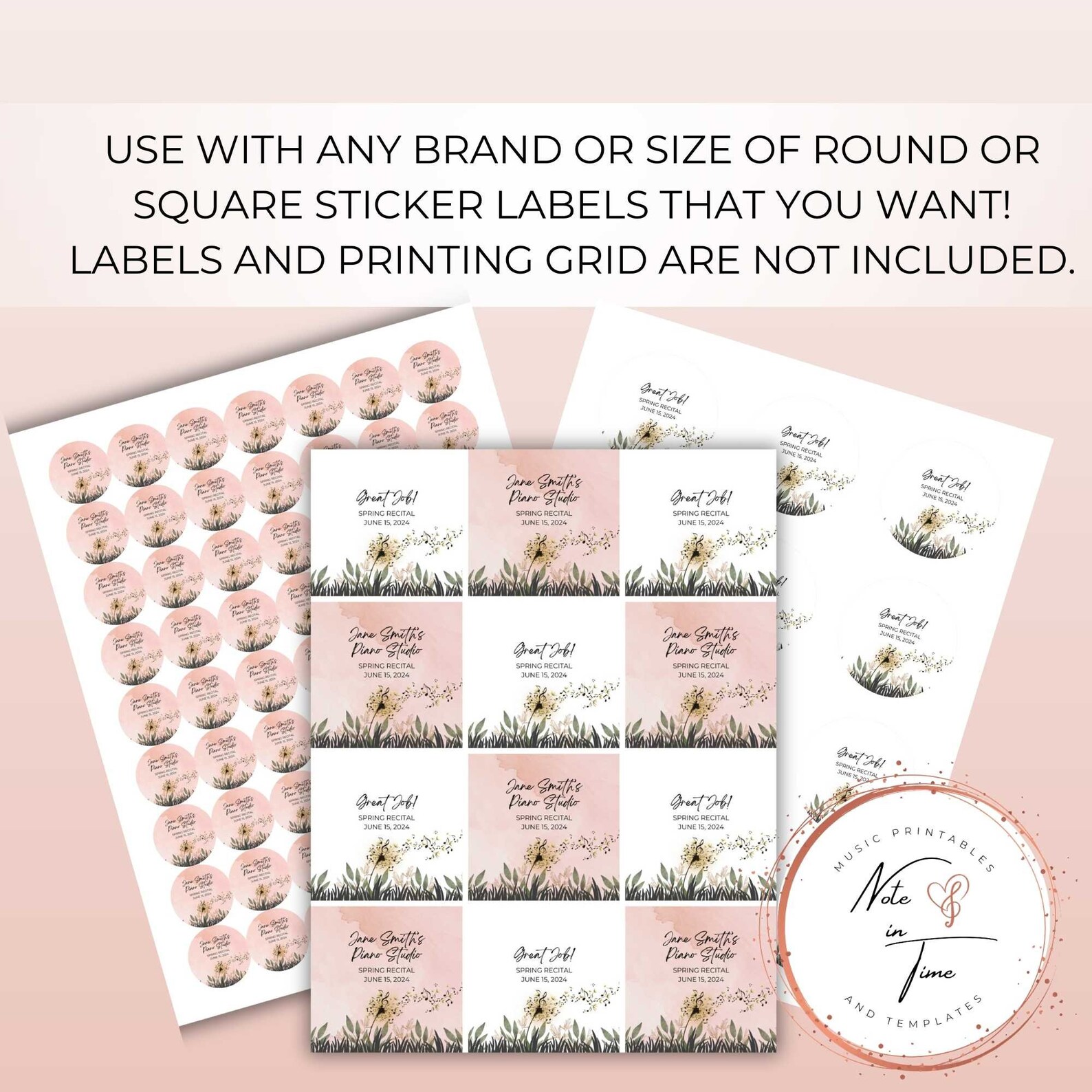 Music Recital Sticker Template, Achievement Reward for Piano Students ...