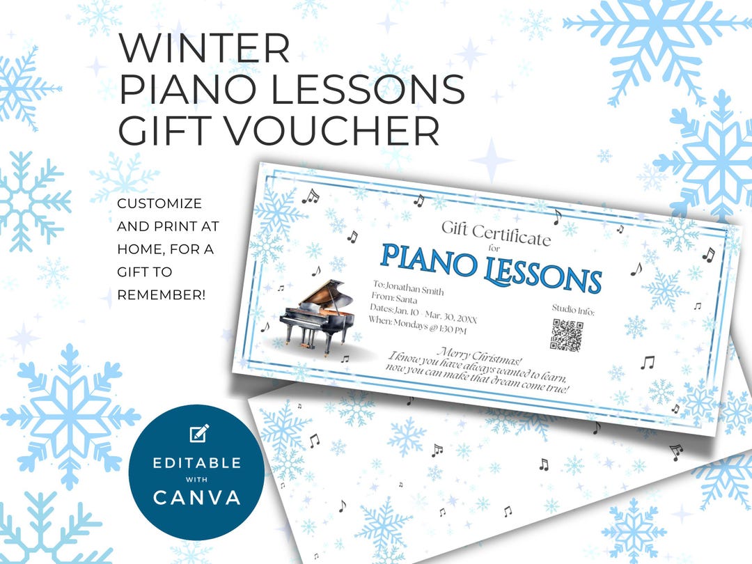 Christmas Piano Lessons Gift Voucher Template, Editable in Canva ...