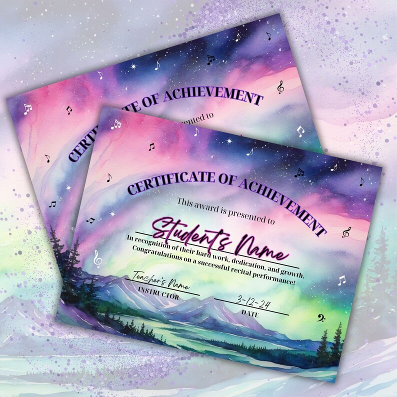 Music Recital Certificate, Music is Magic Theme, Piano Voice Student ...