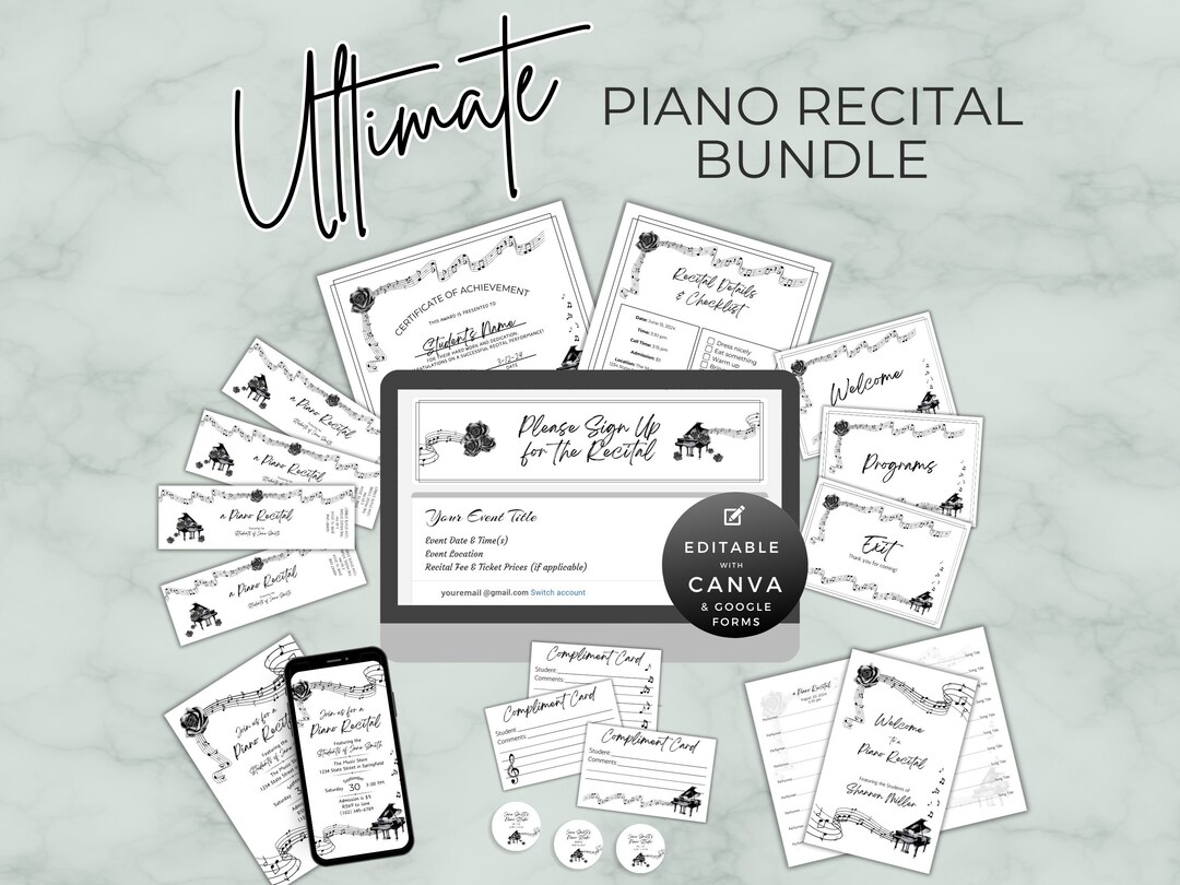 Piano Recital Bundle, Event Planning Templates, Sign Up, Invitation ...