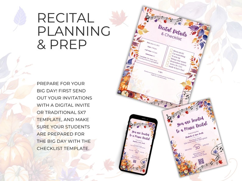Music Recital Bundle, Event Planning Templates, Sign Up, Invitation ...