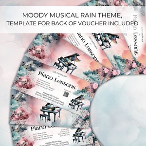 Piano Lessons Gift Voucher Template, Editable in Canva, Music ...