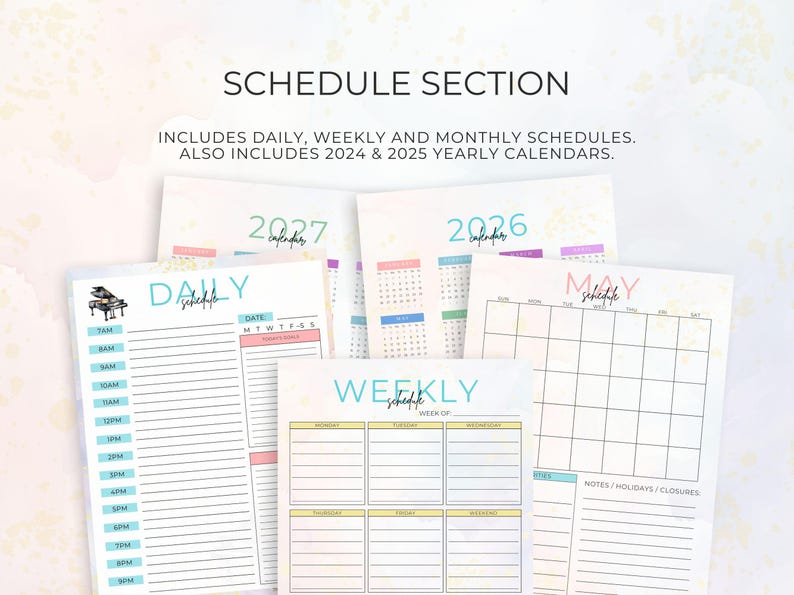 Piano Teacher Planner, Printable Resource for Music Lesson Organization ...