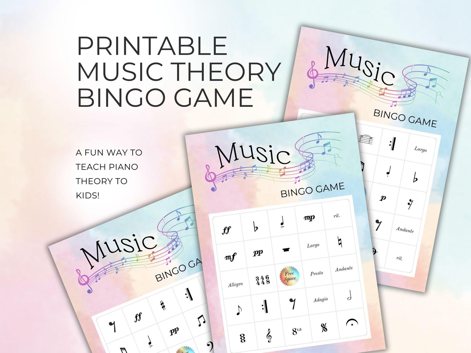 Music Bingo 50 Cards, Game for Classroom & Group Lessons, Fun Activity ...