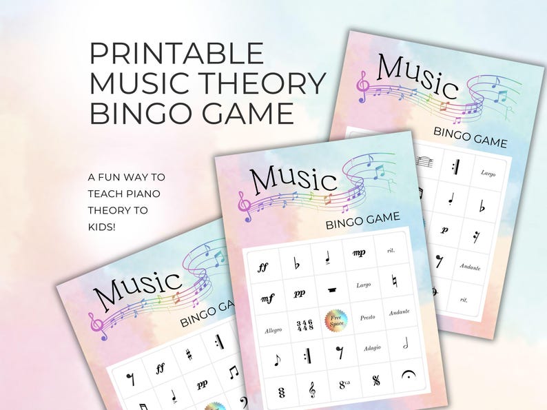 Music Bingo Game, for Classroom & Group Lessons, Fun Activity for All ...