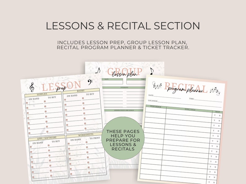 Piano Teacher Planner, Printable Resource for Music Lesson Organization ...