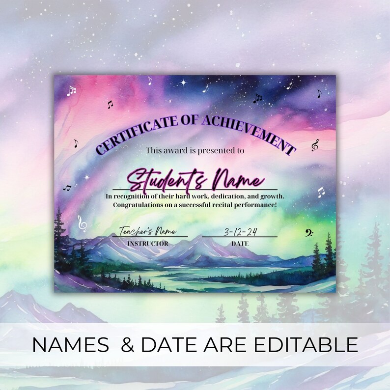 Music Recital Certificate, Music is Magic Theme, Piano Voice Student ...