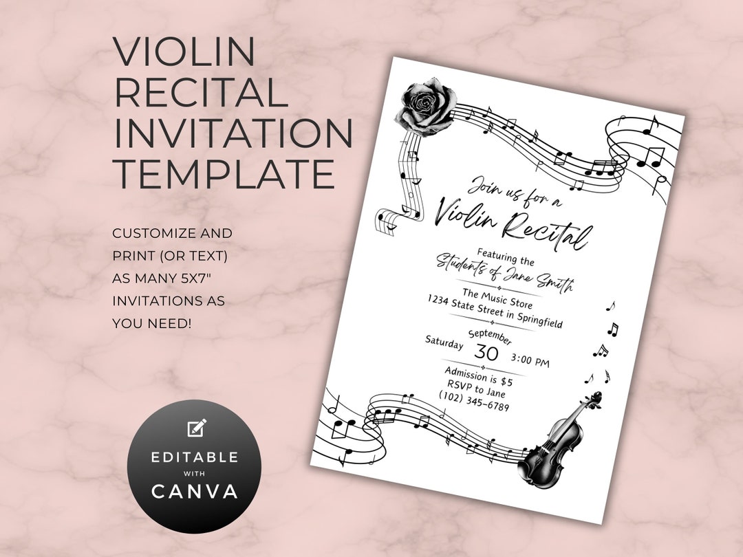 Violin Recital Invitation, Simple Modern Theme, for String & Orchestra ...