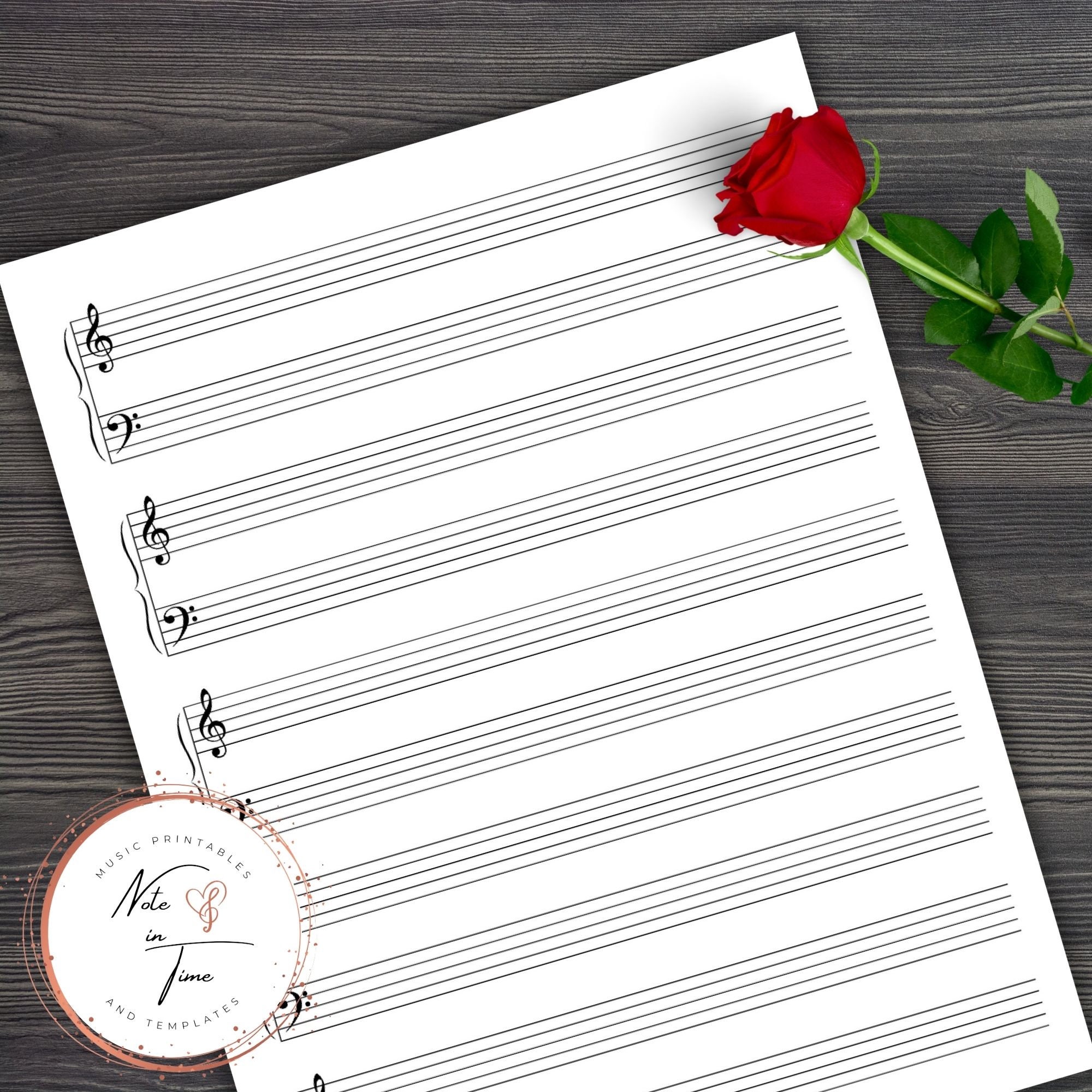 Music Manuscript Paper, Printable Blank Sheets, Piano Grand Staff ...