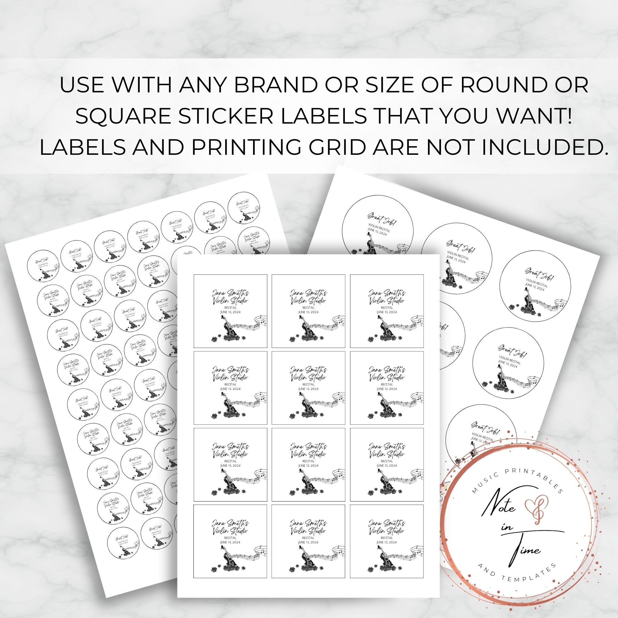 Violin Recital Sticker Template, Minimalist Achievement Reward for ...
