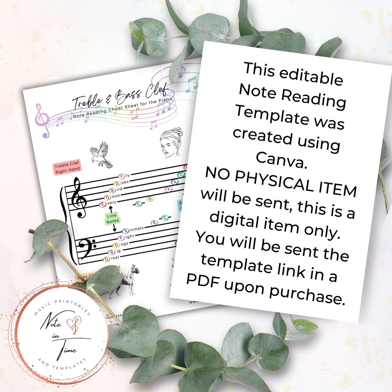 Sheet Music Notes Chart, Piano Teacher Resource, Music Theory Education ...