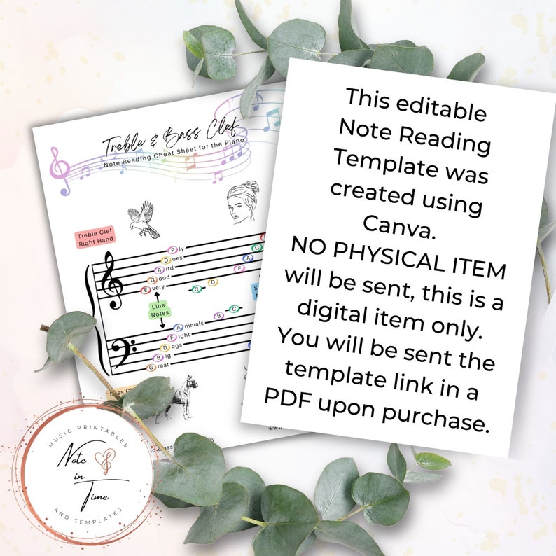 Sheet Music Notes Chart, Piano Teacher Resource, Music Theory Education ...