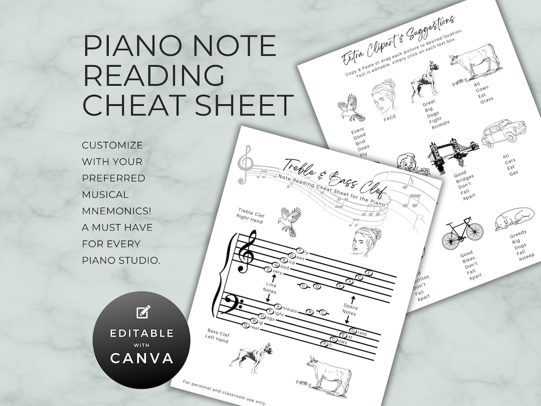 Music Note Reading Chart, Piano Teacher Resource, Sheet Music Theory ...