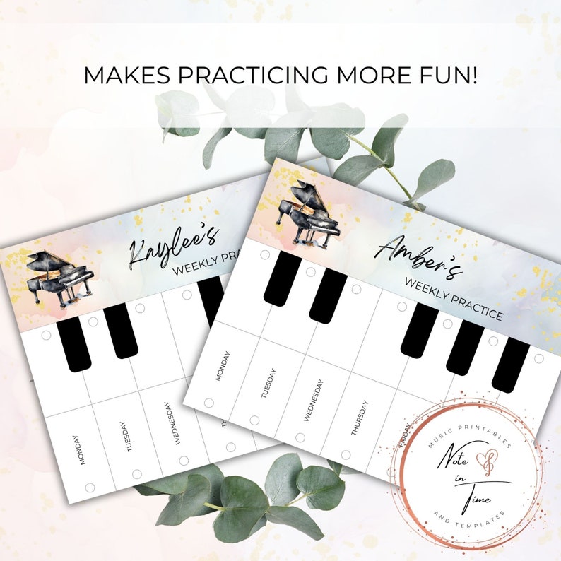 Piano Practice Flip Chart, for Kids Music Habits, Tracker Sheet ...