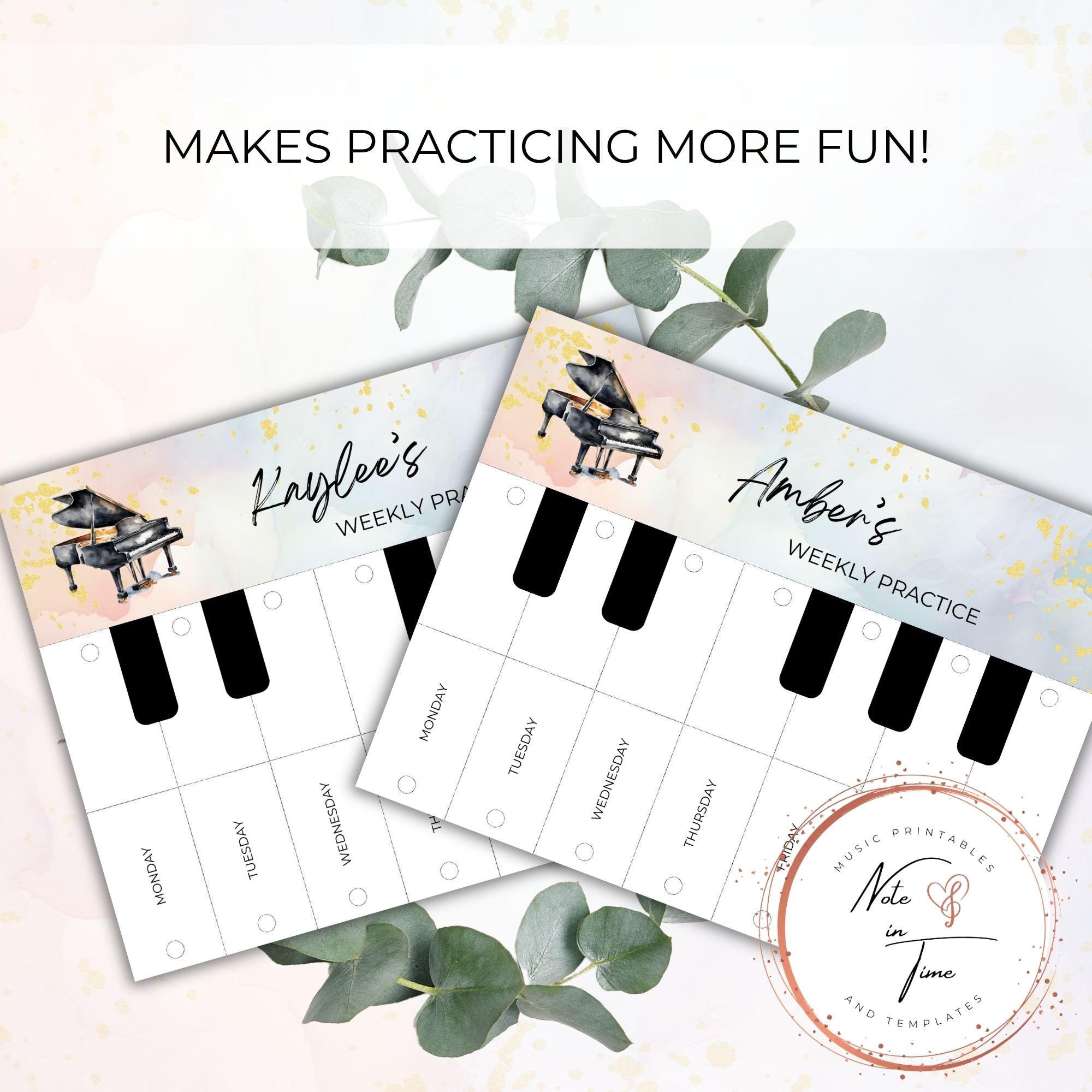 Piano Practice Flip Chart, for Kids Music Habits, Tracker Sheet ...