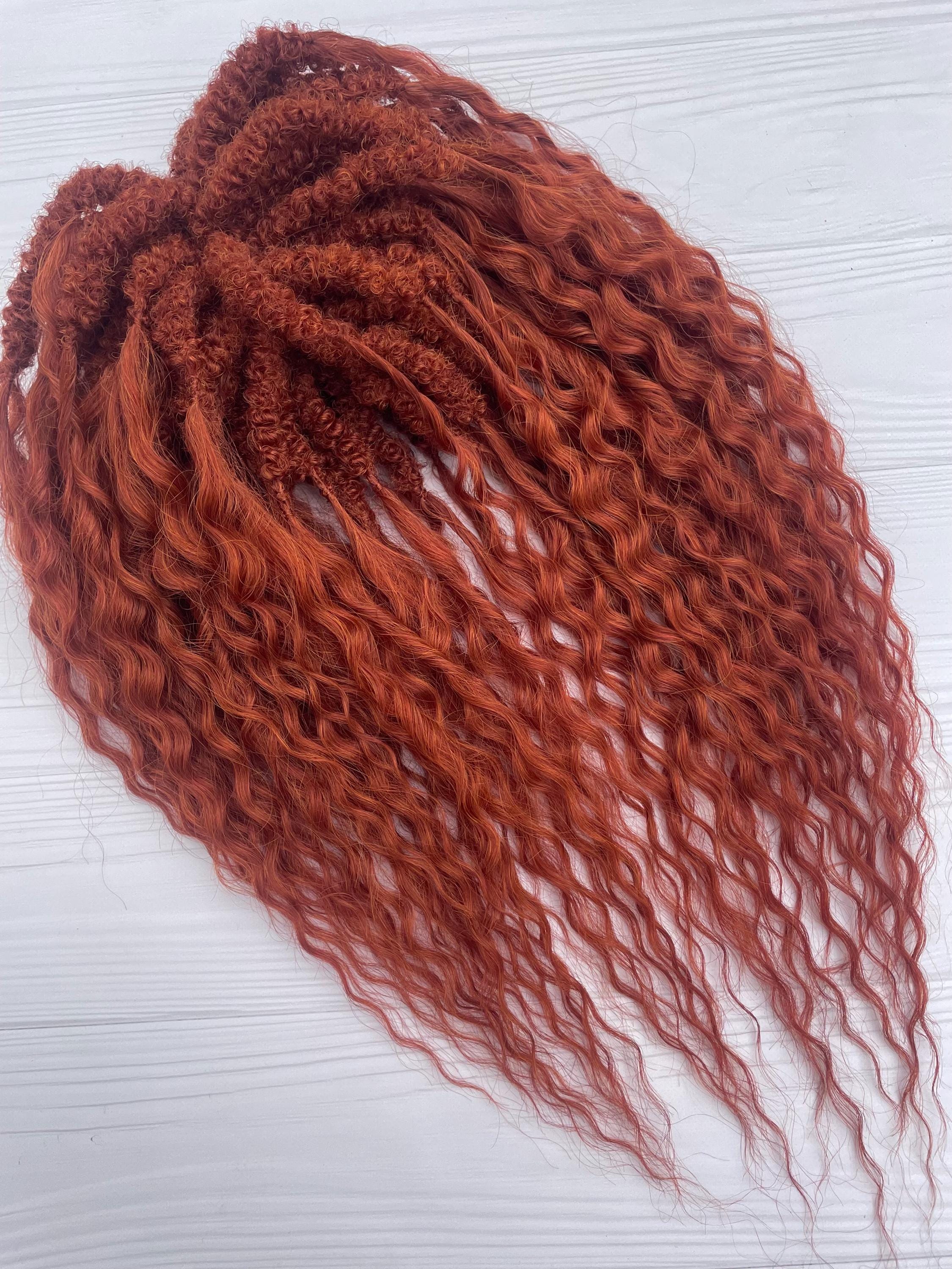Ginger Copper Curly Dreads Crochet Synthetic Double Ended Dreadlock ...