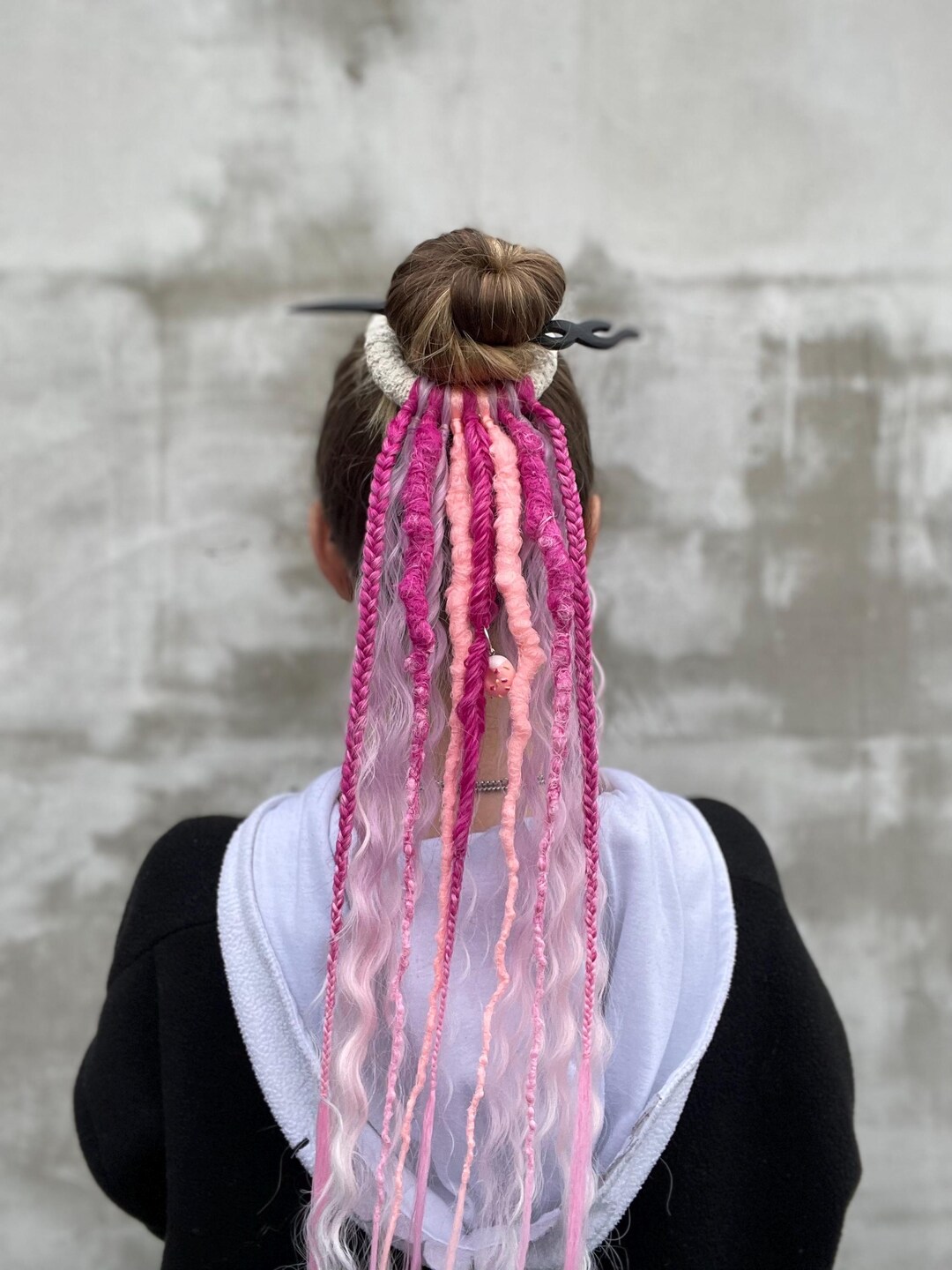 Handcrafted Dreadlocks Ring Barrette With Wooden Stick - Bohemian ...