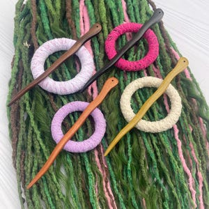 Lace-wrapped Dreadlocks Hair Accessory - Ring With Wooden Stick for ...