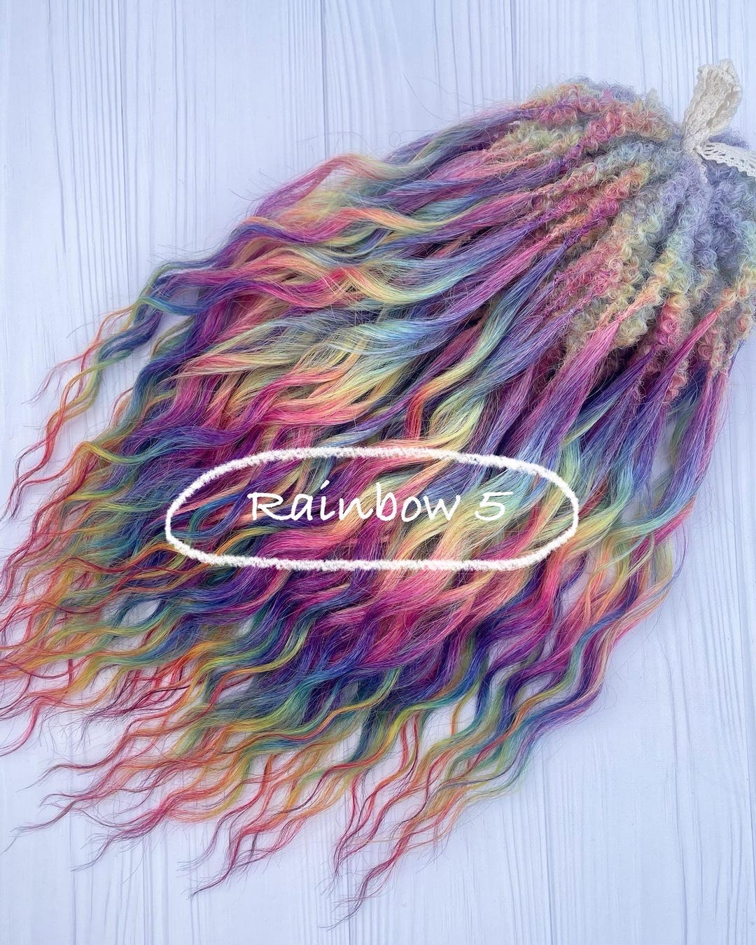 Rainbow Curly Dreads - Crochet Synthetic Boho Dreadlocks, Faux Double ...