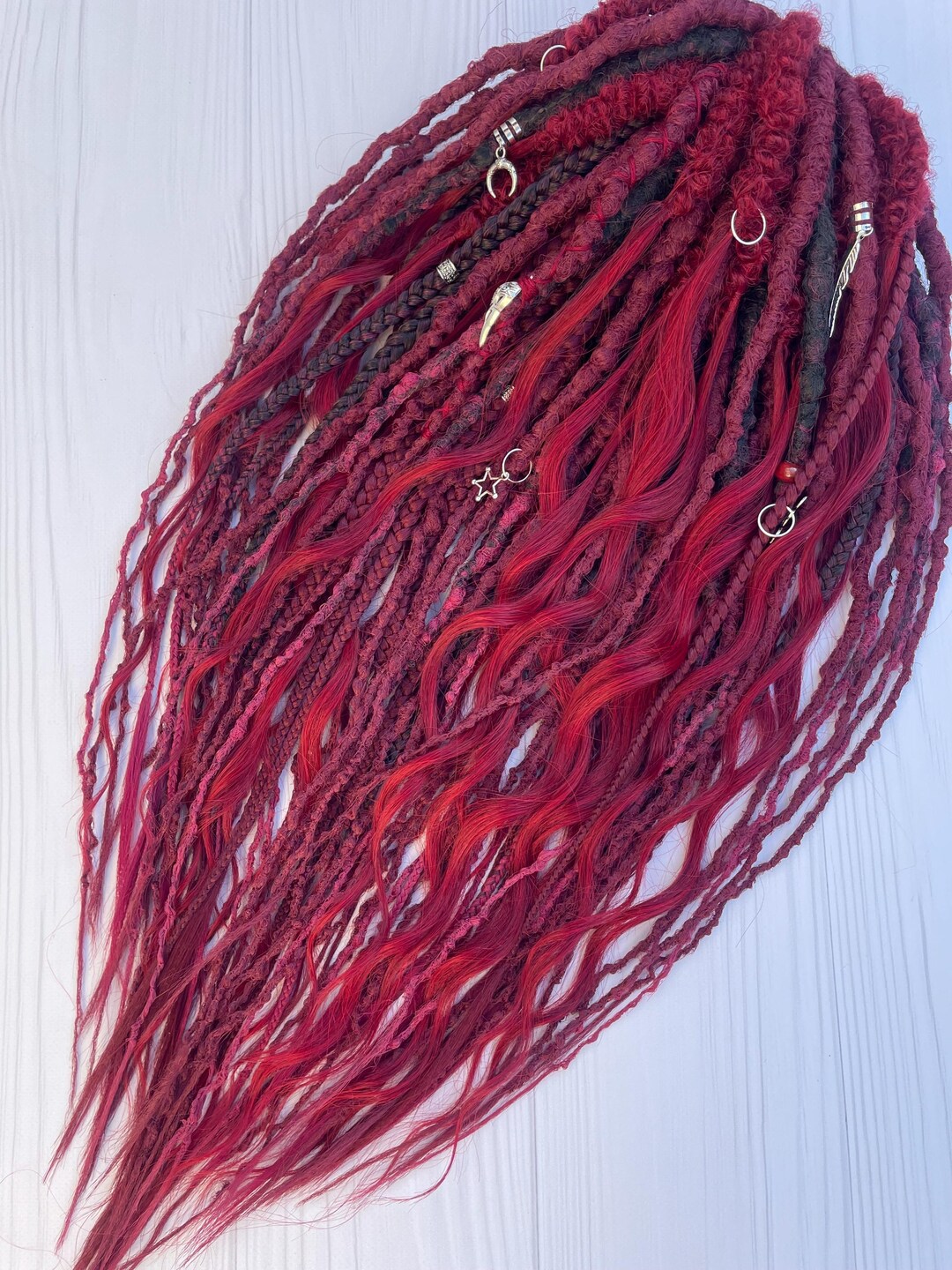 Burgundy Festival Curls - Dreadlocks Extensions, Synthetic Double Ended ...