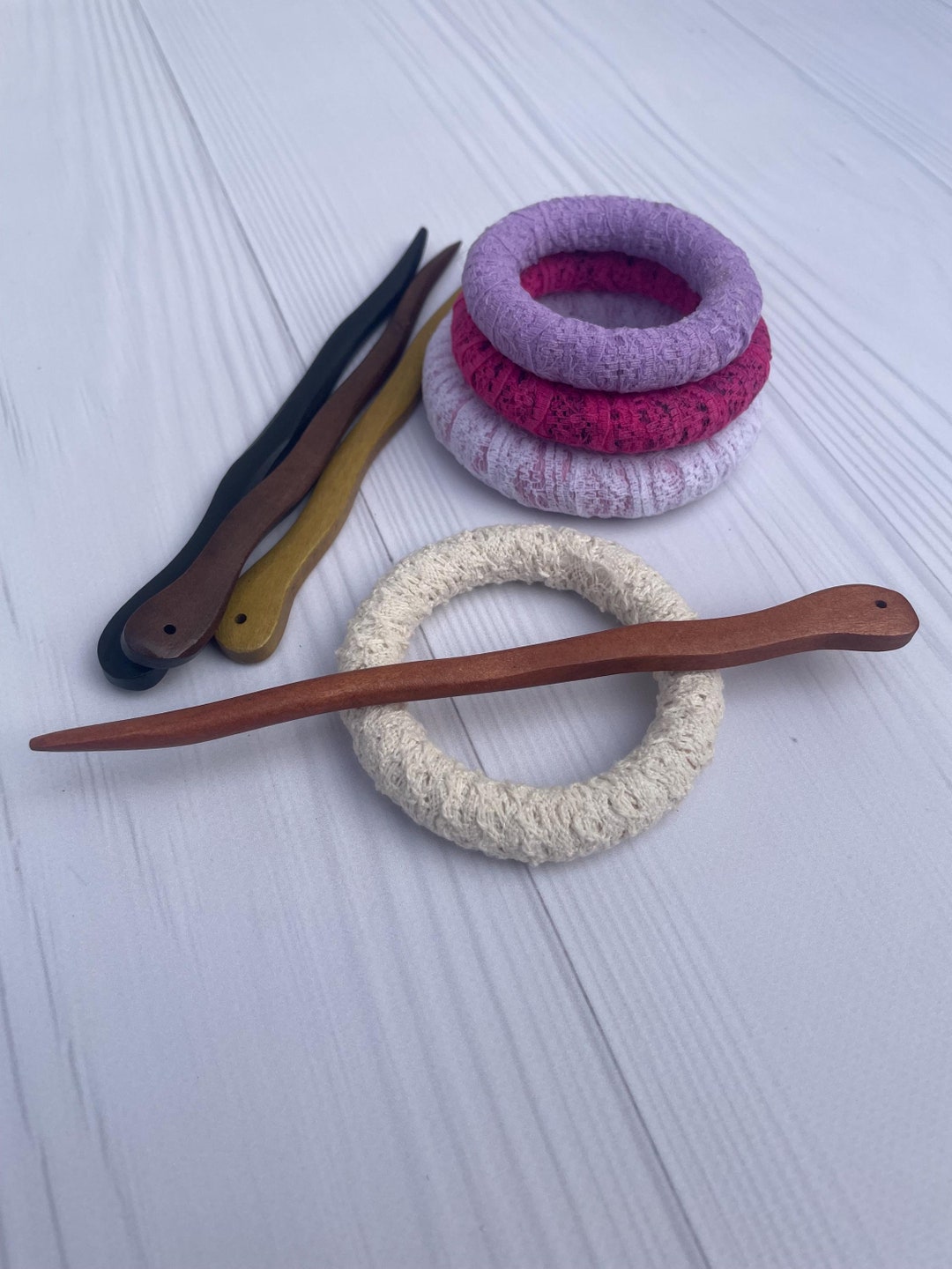 Handcrafted Dreadlocks Ring Barrette With Wooden Stick - Bohemian ...