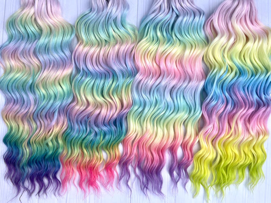 Rainbow Pastel Colors Festival Curls - Synthetic Double Ended ...